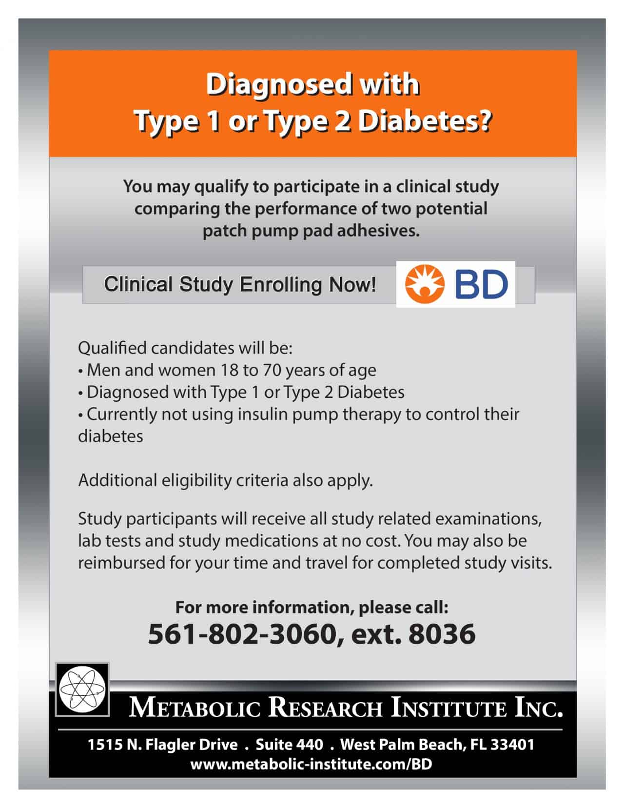 Insulin Pump Pack Pad Adhesives | Clinical Study | West Palm Beach FL